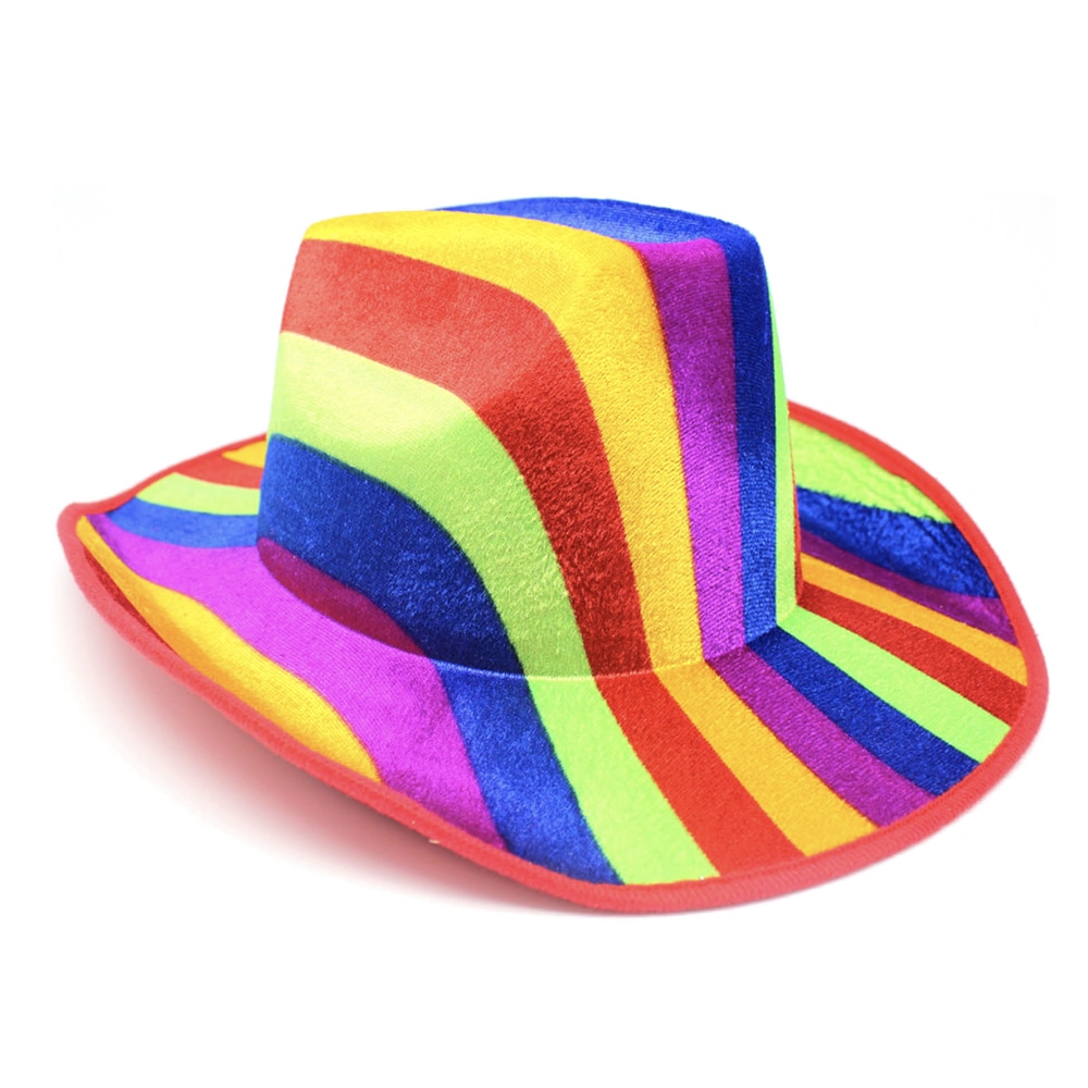 Buy Br Costumes Rainbow Striped Cowboy Hat Trilby Fedora Clown Cap Lgbt ...