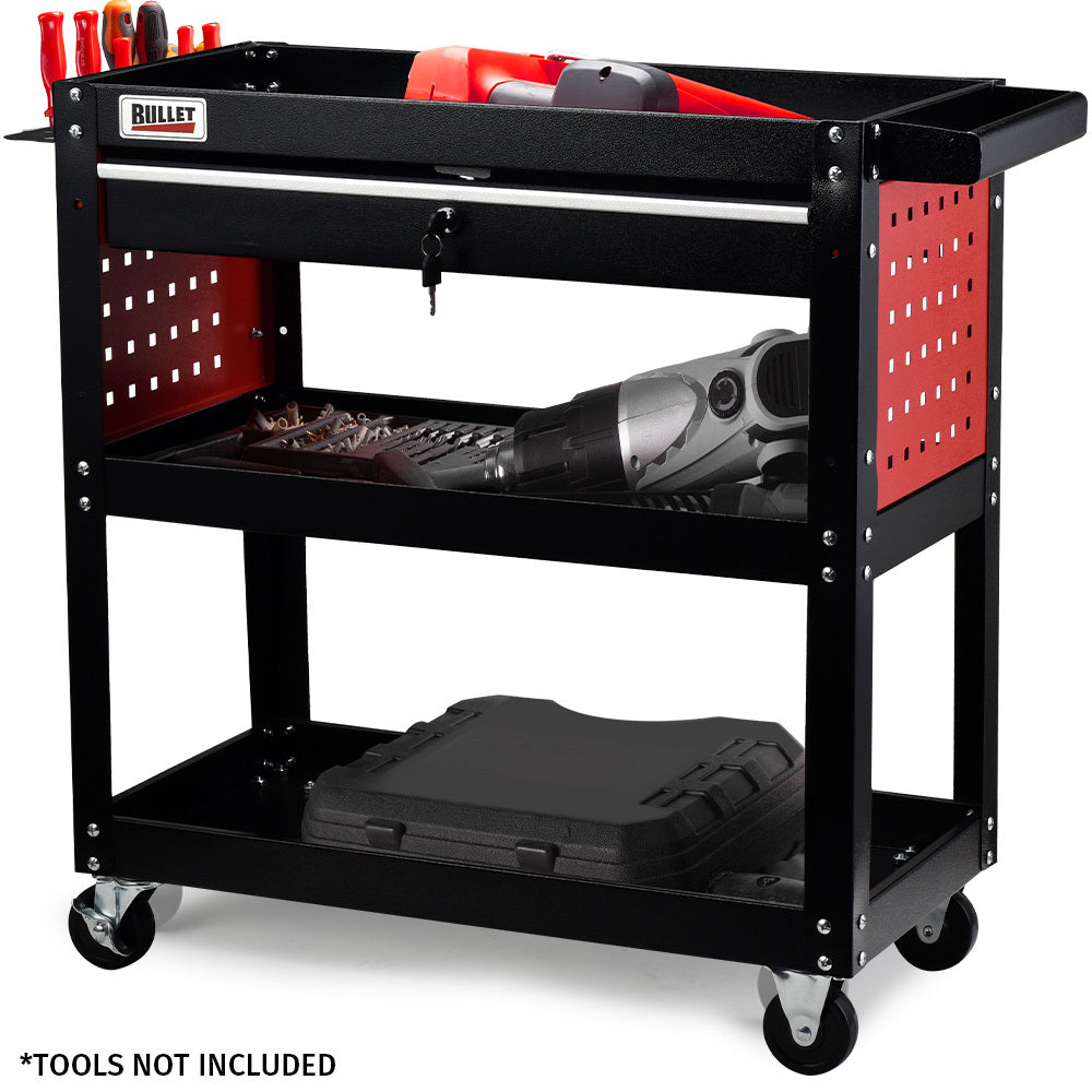 Buy Bullet Steel Tool Trolley Cart With Drawer And Pegboard For Workshop Mechanic Tool ...