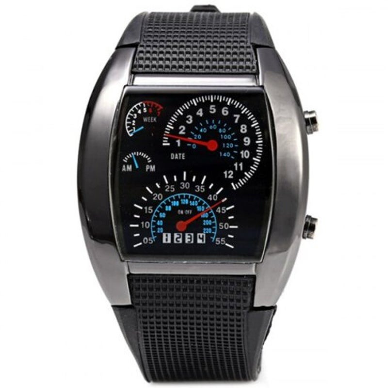 Buy Watches Car Speedometer Shaped Dial Male Led Watch Black - MyDeal
