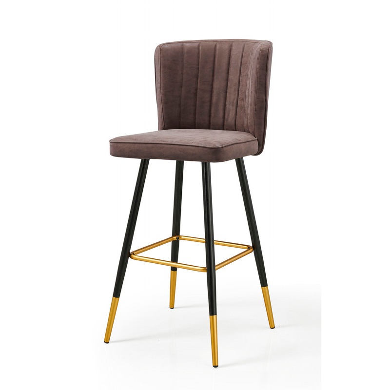 Buy Cherryhill Modern Bar Chair Leather Stool Counter Brown Mid Century ...