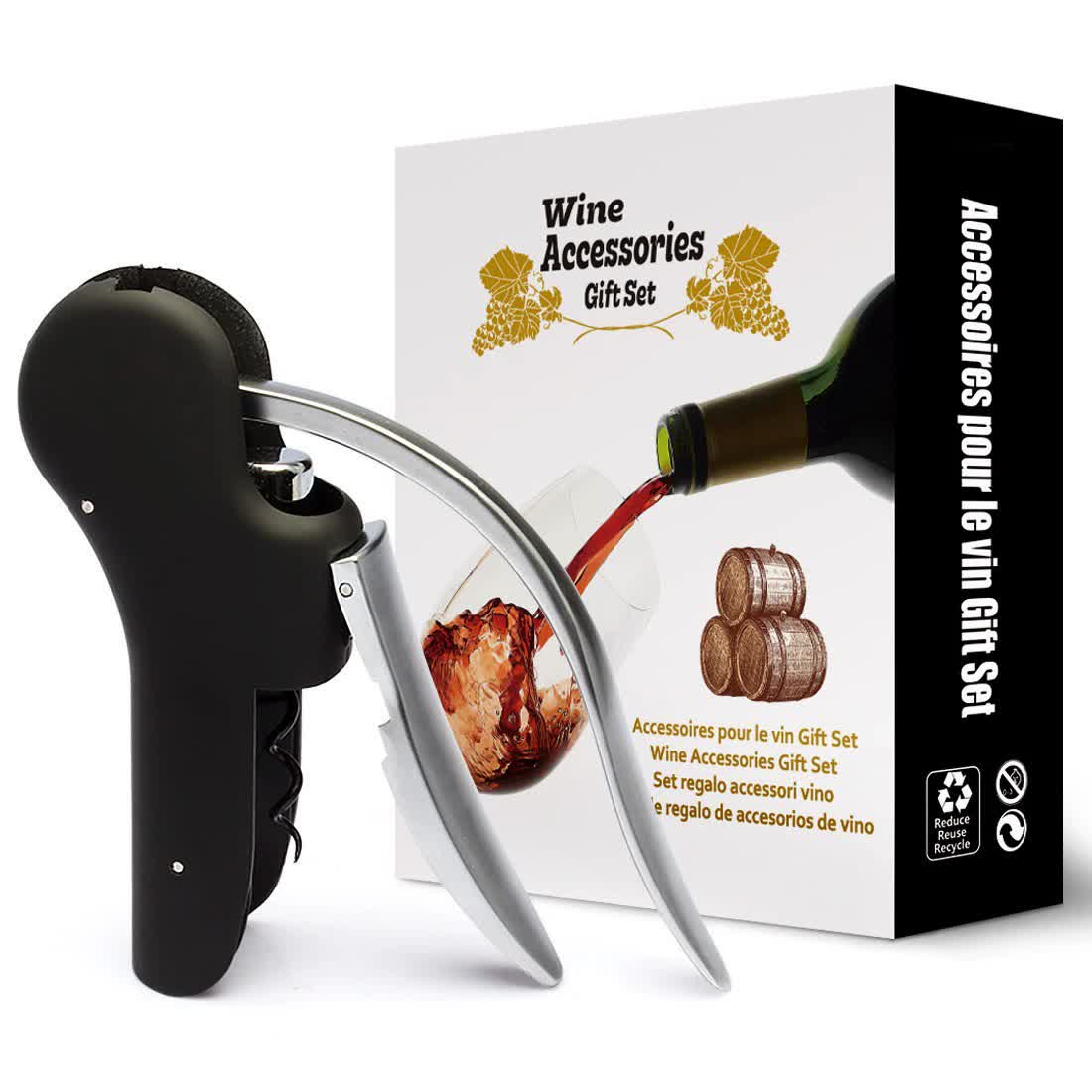 Buy Corkscrews & Bottle Openers Black Ergonomic Lever Action Corkscrew ...
