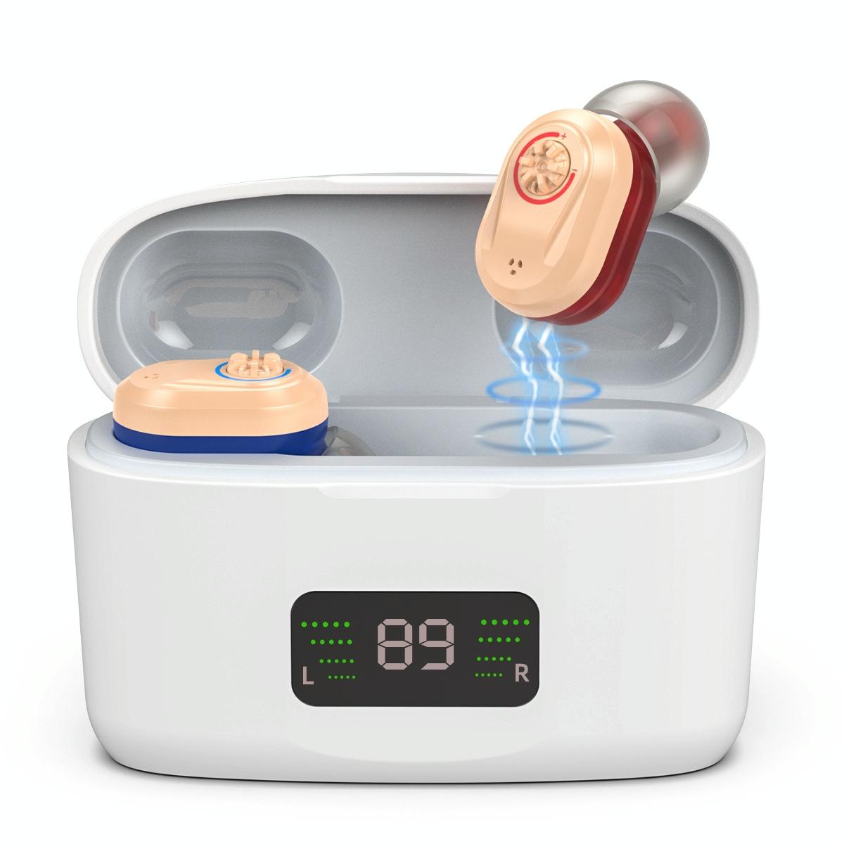 Buy Digital Display In Ear Hearing Aid Earphone Red And Blue Earbuds ...