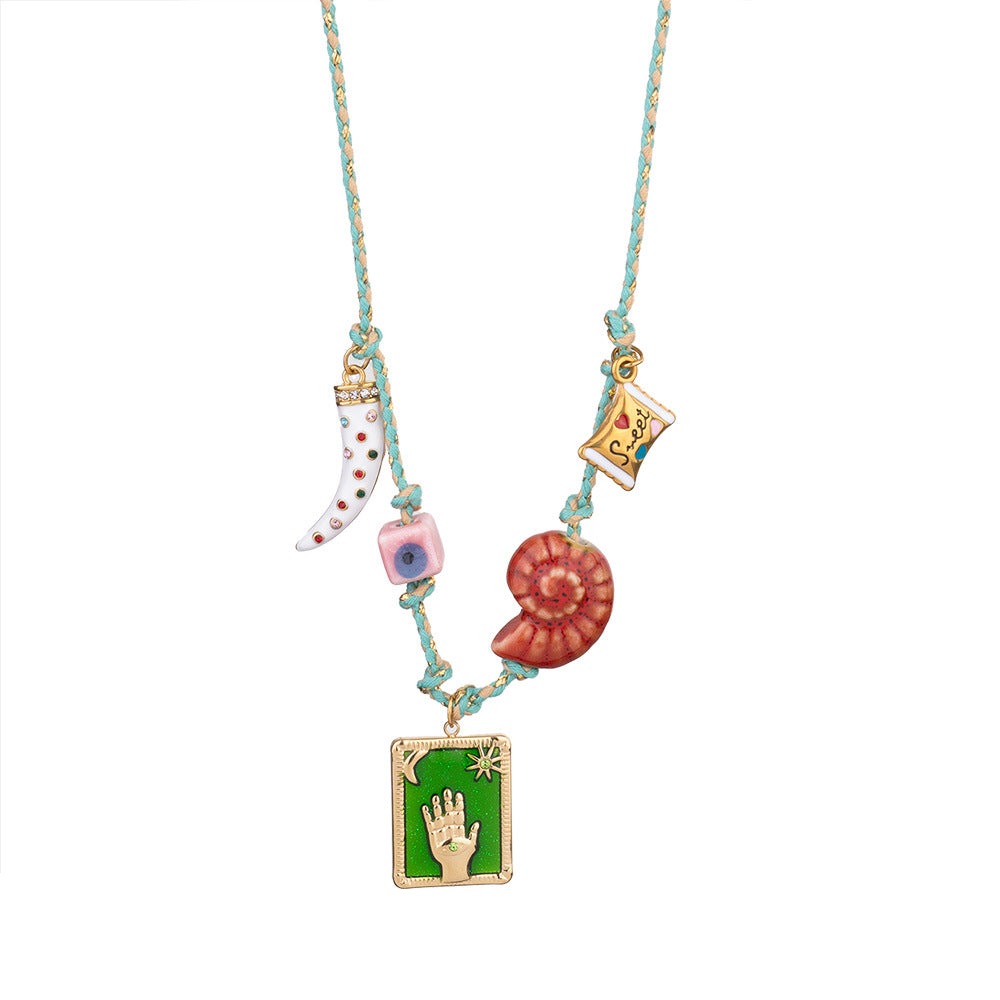 Buy Veile Studios Green Pendant Style Colorful Necklace For Women ...