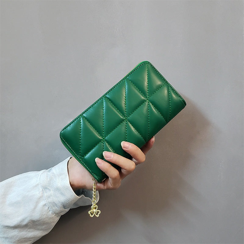 Buy Green Triangle Women's Classic Quilted Long Wallet Premium Diamond ...