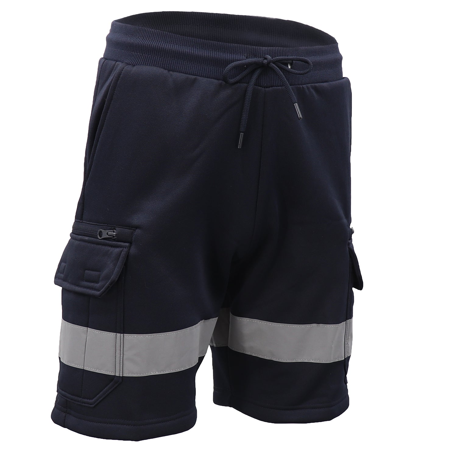 Buy Hi Vis Fleece Work Cargo Shorts Reflective Tape Workwear Tradie ...