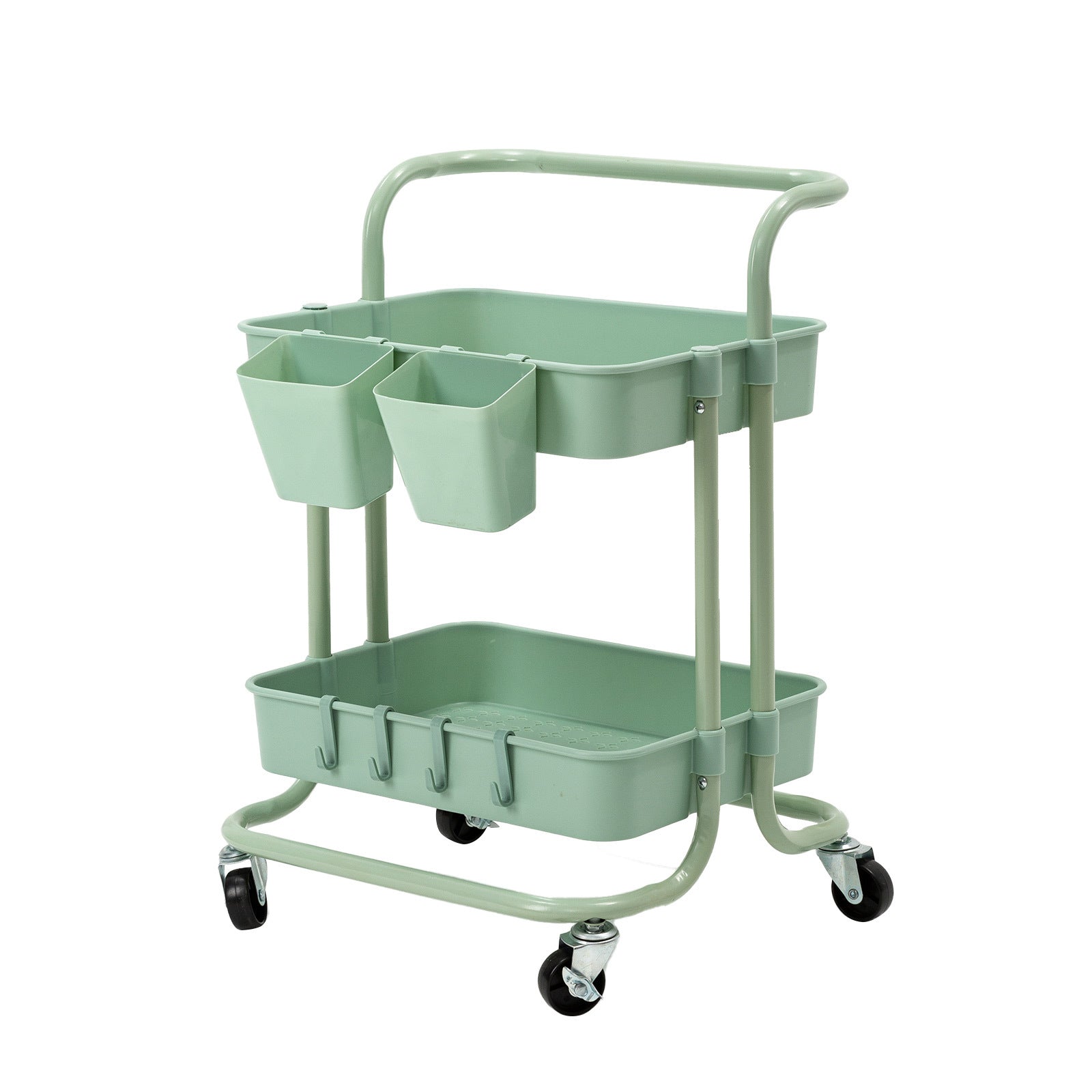 Buy Kandoka 2 Tier Green Trolley Cart Storage Utility Rack Organiser ...