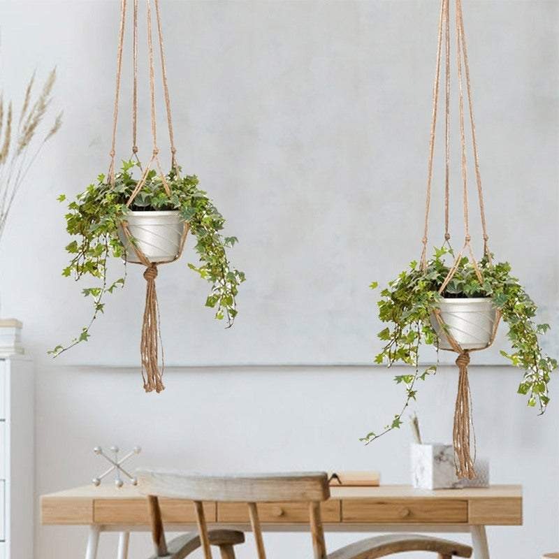 Buy Plant Stands Hemp Rope Hanging Pot Basket Flower Holder - MyDeal