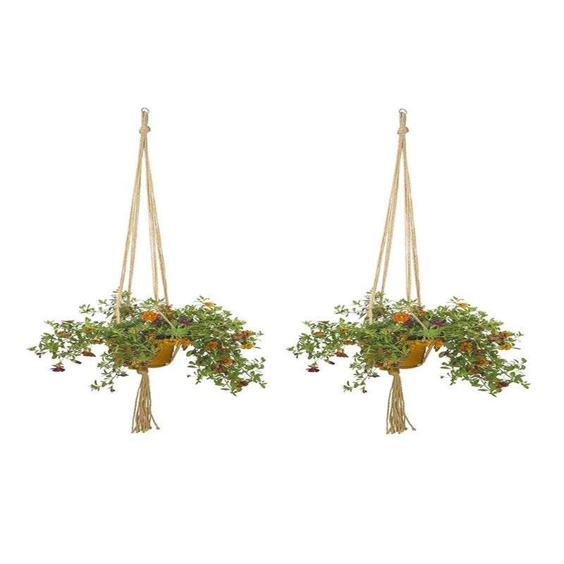 Buy Plant Stands Hemp Rope Hanging Pot Basket Flower Holder - MyDeal