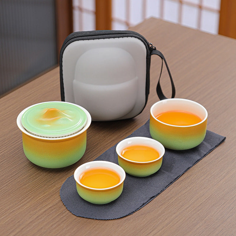 Buy Portable Ceramic Tea Set For Travel Quick Gaiwan With 3 Cups ...