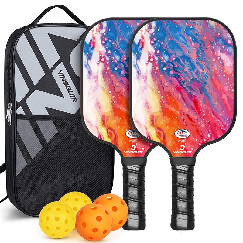 Buy Racquets Pink Beach Fiberglass Pickleball Paddle Set Vibrant Design ...