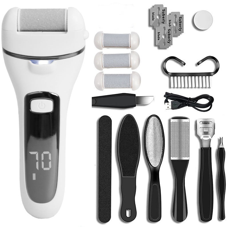 Buy Rechargeable Electric Foot File With Lcd Display 3 Grit Heads ...