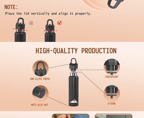 Buy Red 680Ml Insulated Stainless Steel Water Bottle Leakproof One ...