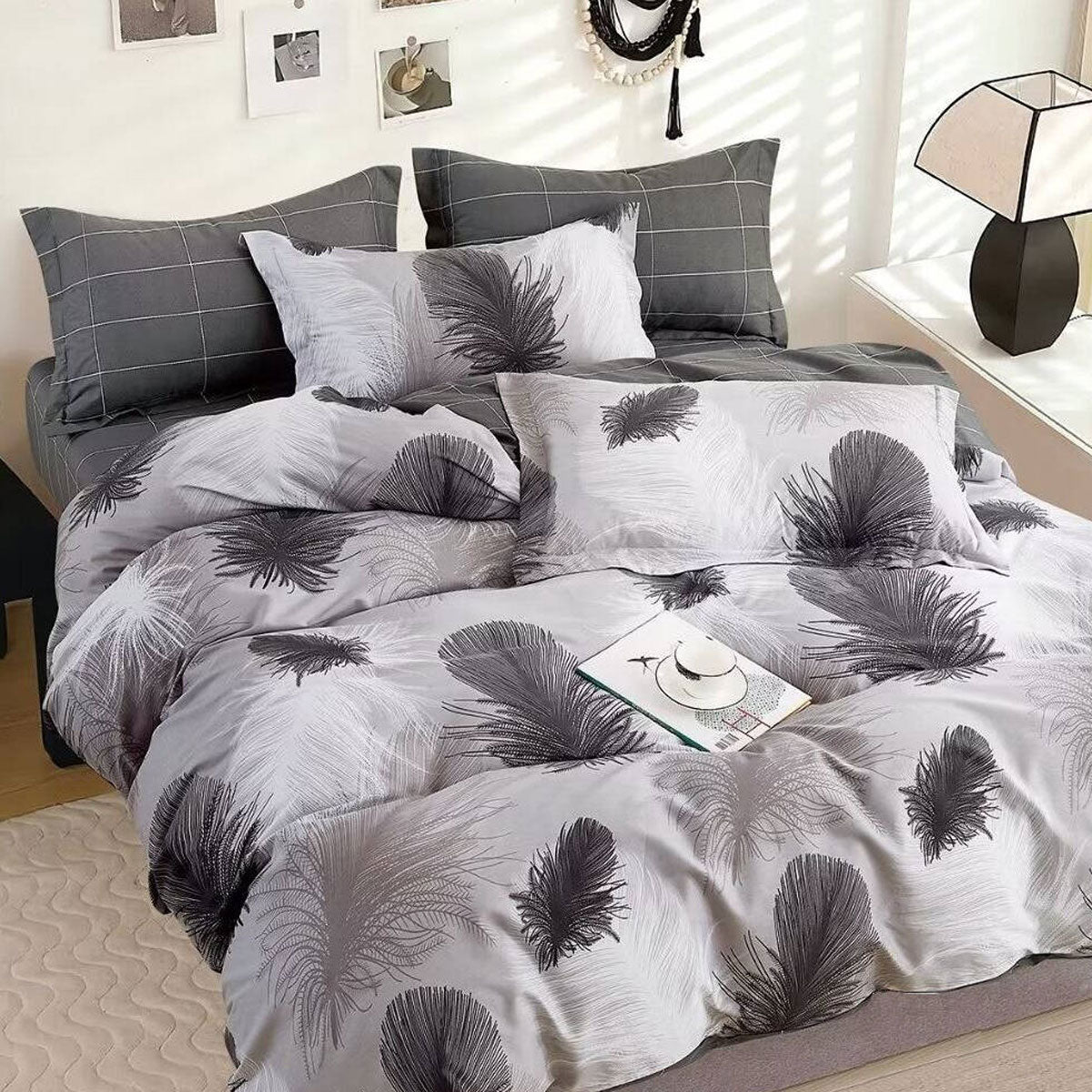 Buy Revive 300Tc Heidi Grey Reversible Cotton Quilt Cover Set King ...