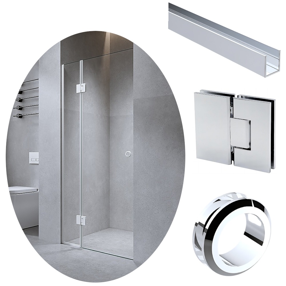 Buy Shower Enclosures 90Cm Wall To Frameless Shower Screen With Chrome ...