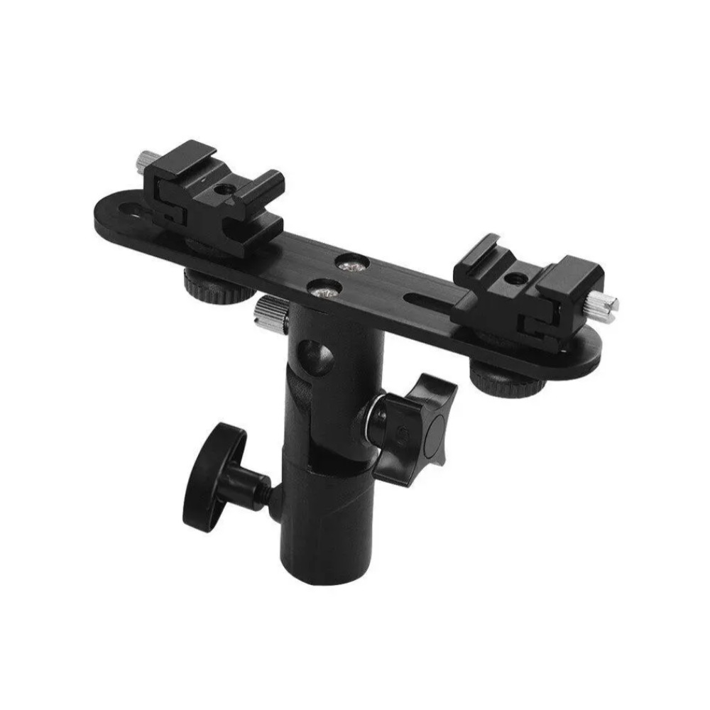 Buy T Shaped Dual Flash Bracket Speedlite Stand Black Flash Brackets ...