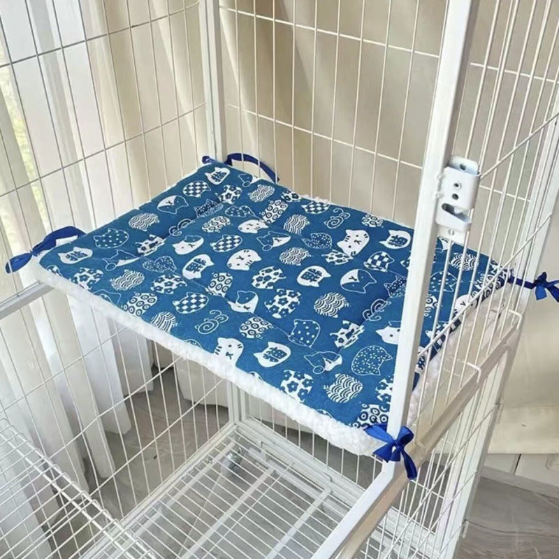 Buy Tie On Cat Cage Platform Pad White Pattern Blue Background 30 X 50Cm Cat Houses - MyDeal ...