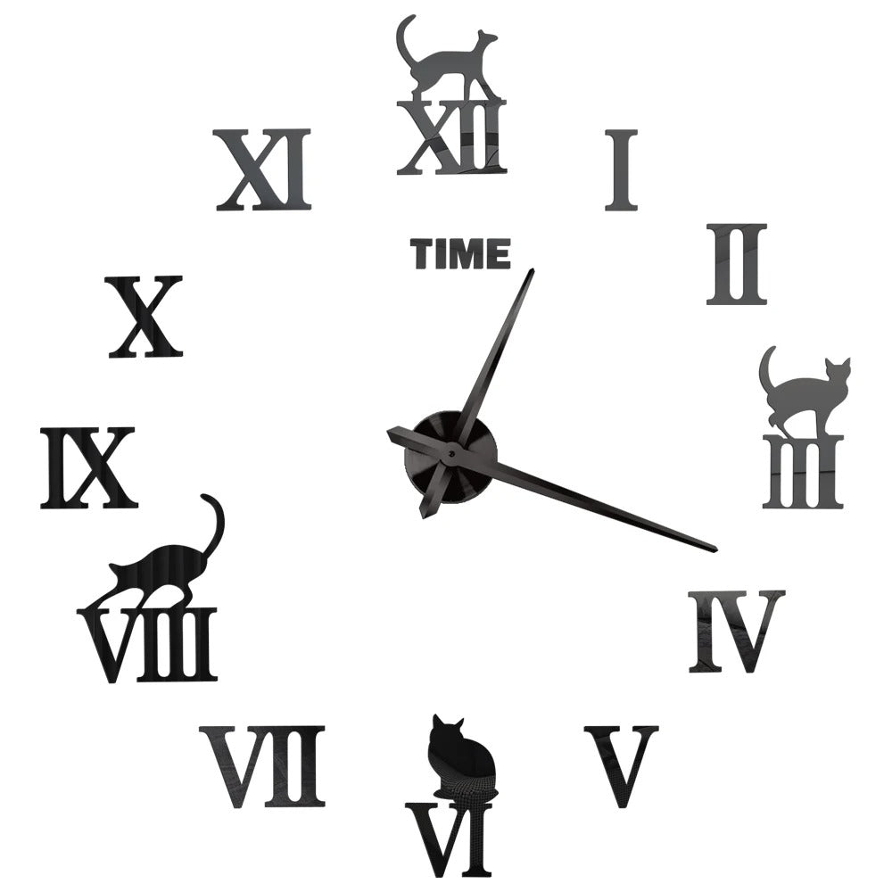 Buy Wall Clocks Wall Clock Black Design 27 Inch 3D Diy Mirror Acrylic ...