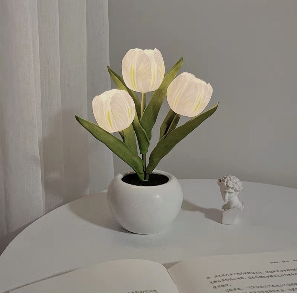 Buy White Charging Model Artificial Tulip Bouquet Led Light Ceramic Pot ...