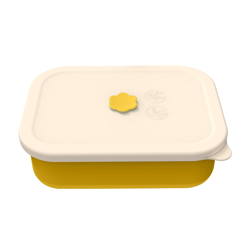 Buy Yellow Microwave Safe Silicone Lunch Box With 4 Compartments ...