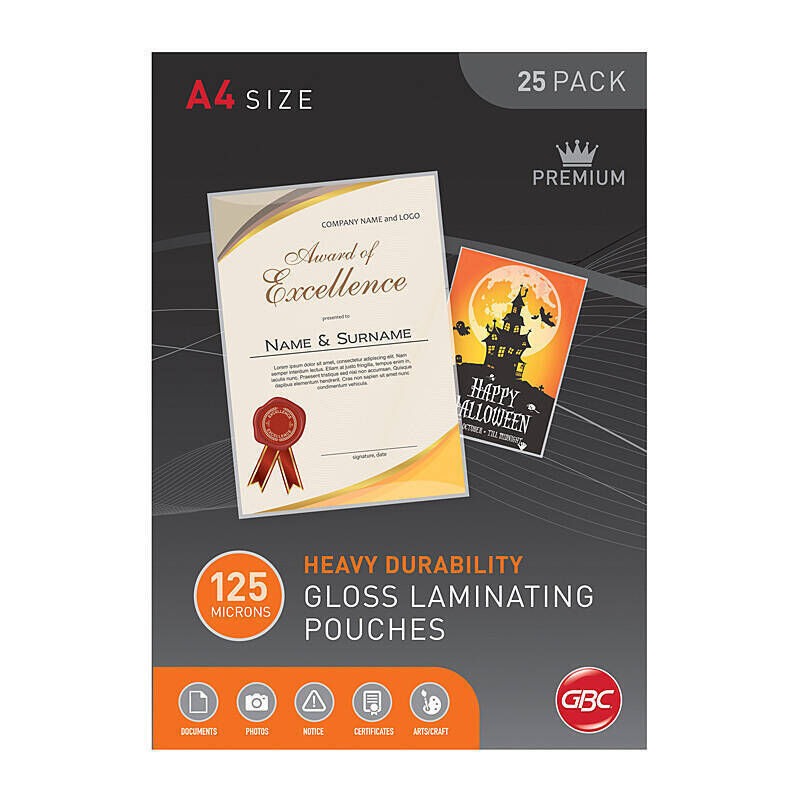 Buy GBC Laminating Pouch A4 125 Micron Pk25 - MyDeal Australia