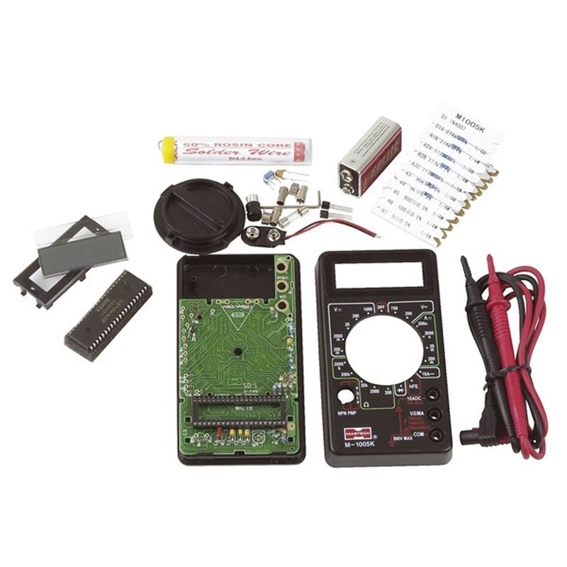 Digital Multimeter Kit includes DMM case LCD Solder Battery Test leads ...
