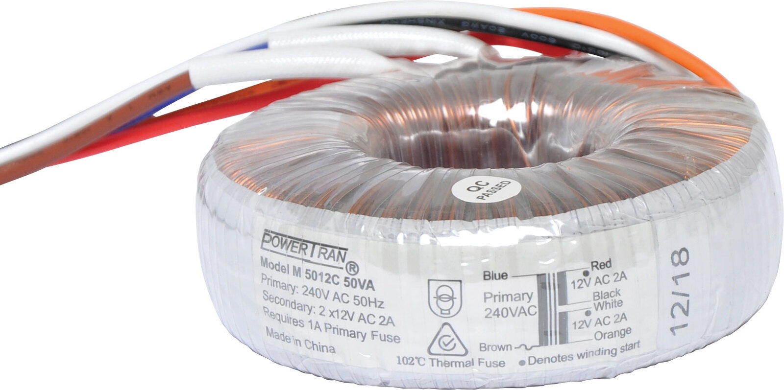 Buy Powertran 12 Plus 12 50VA Toroidal Transformer - MyDeal Australia