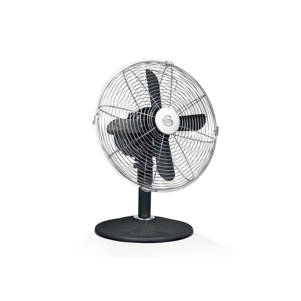 Buy Swan 30cm Black Retro Desk Fan 3 Speed Air Cooling Adjustable Tilt ...