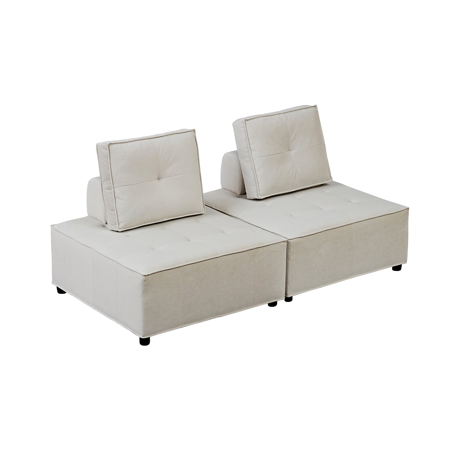 Buy Foret 2pc Armless Seat Modular Extension Lounge Couch Velvet ...