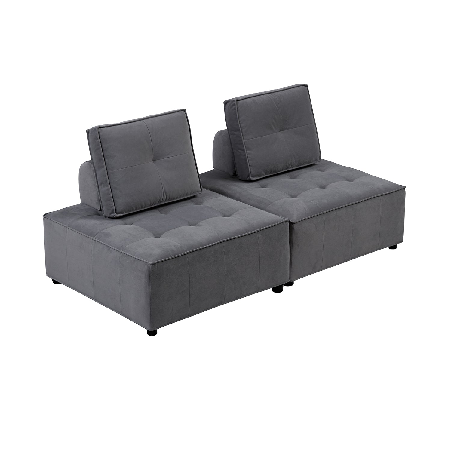 Buy Foret 2pc Armless Seat Modular Extension Lounge Couch Velvet Sofa ...
