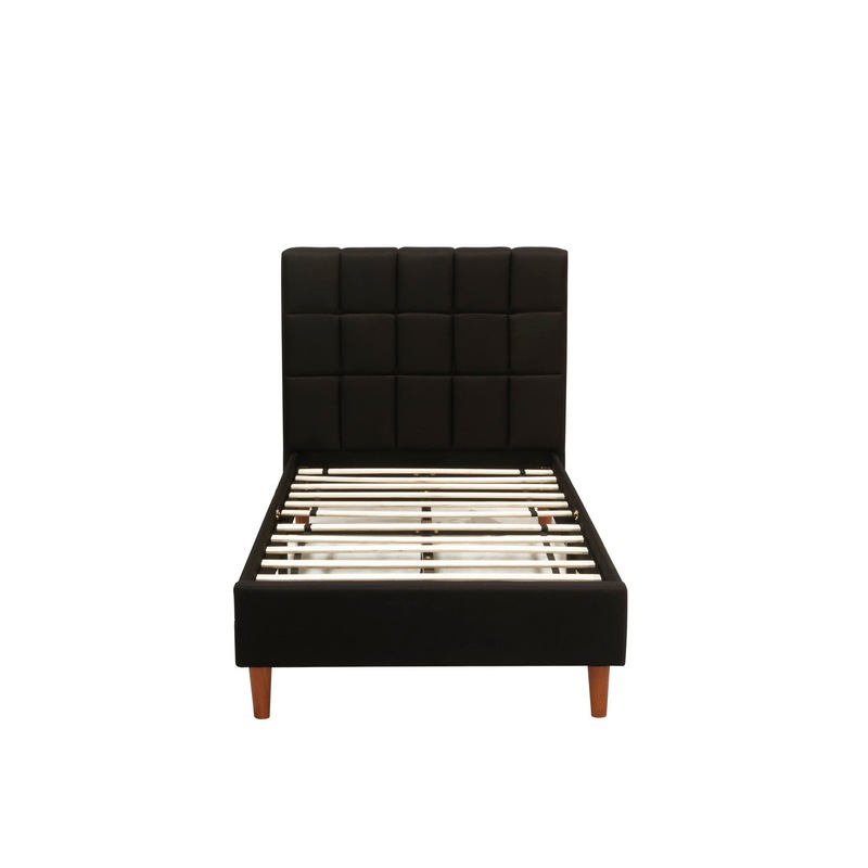Bed Frame Single Size Black Colour Linen Fabric Bedroom Furniture ...