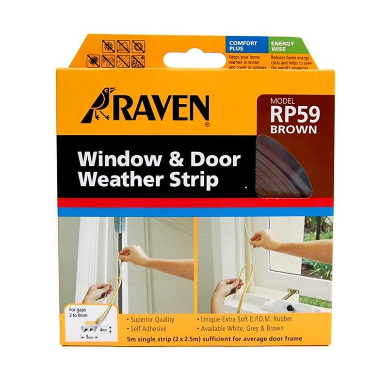 Buy Raven EPDM Door and Window Self Adhesive Weather Strip Brown 5000mm ...