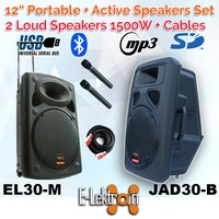 Buy E-Lektron 2X12" inch 1500W Bluetooth Portable+Active Loud Speakers ...