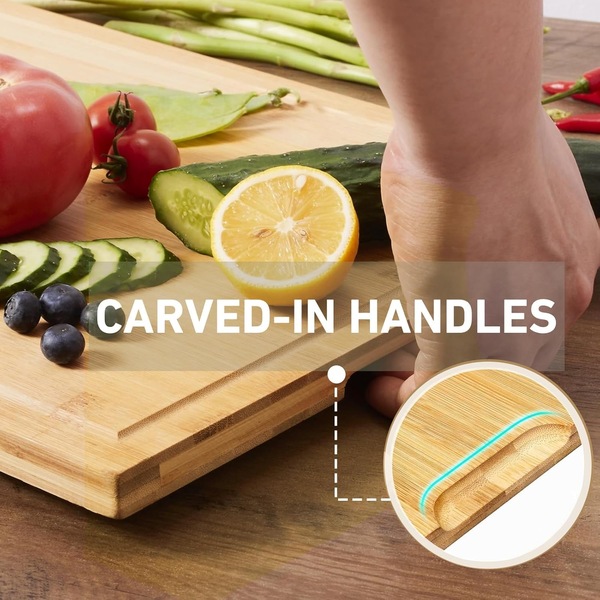 Buy ( Set of 3)Bamboo Cutting Board for Kitchen, Chopping Board with ...