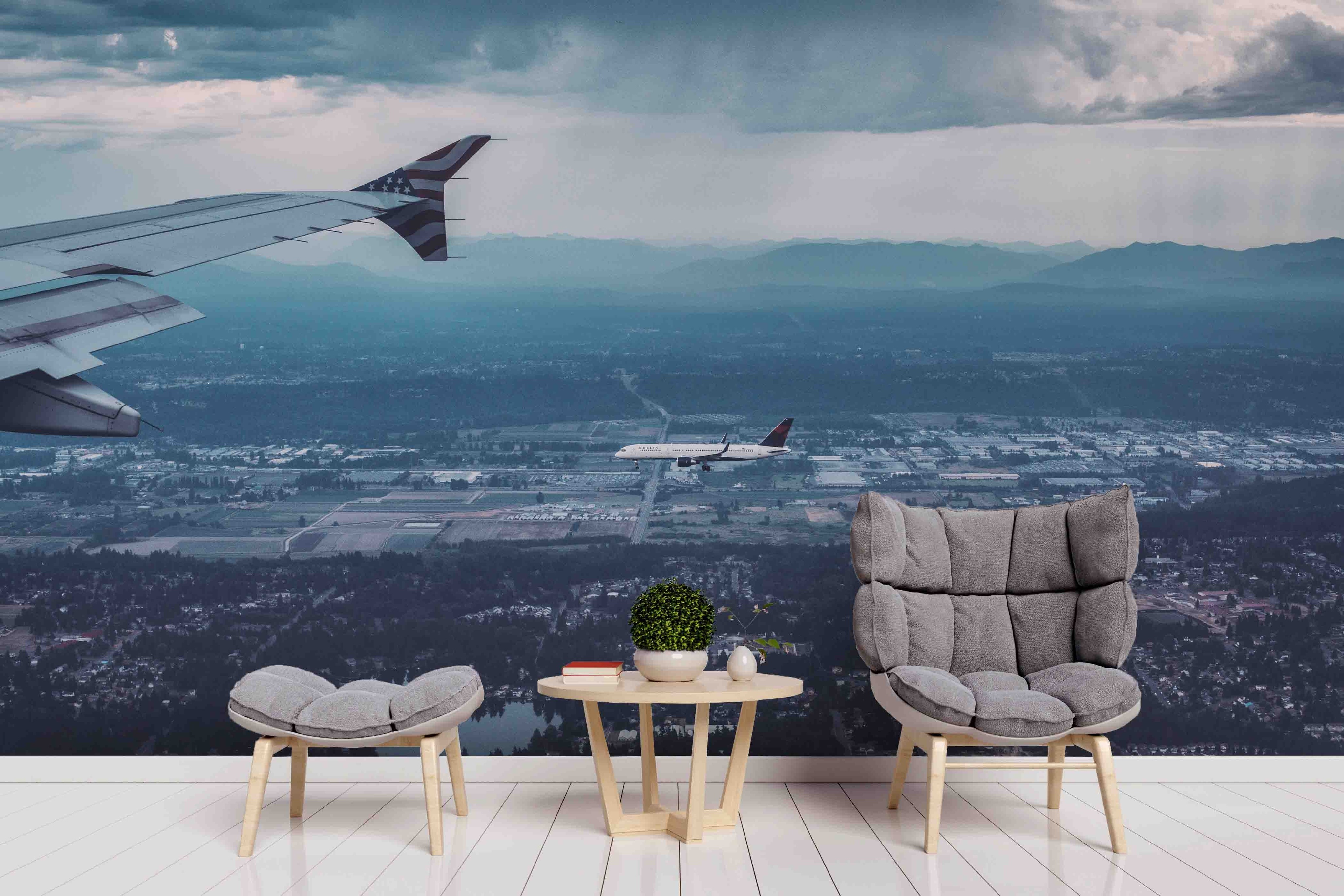 Buy 3D Airplane Outside Scenery Wall Mural Wallpa 70 - MyDeal Australia