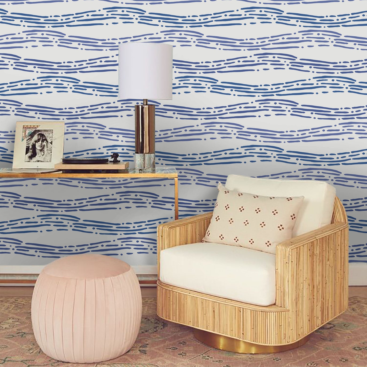 Buy 3D Blue Wavy Line Wall Mural Wallpaper 123 - MyDeal Australia