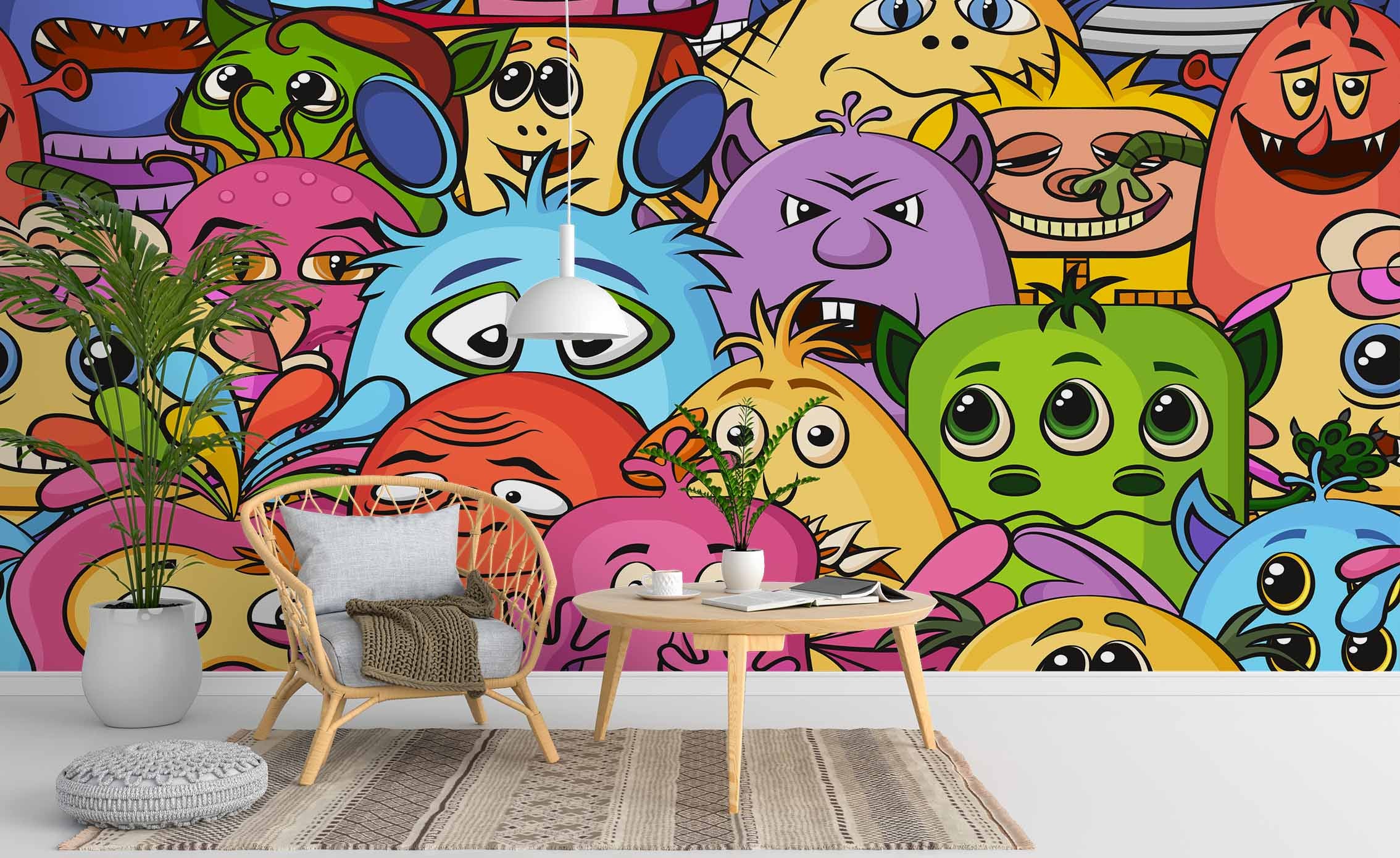 Buy 3D Colourful Graffiti Monster Wall Mural Wallpaper ZY D37 - MyDeal ...