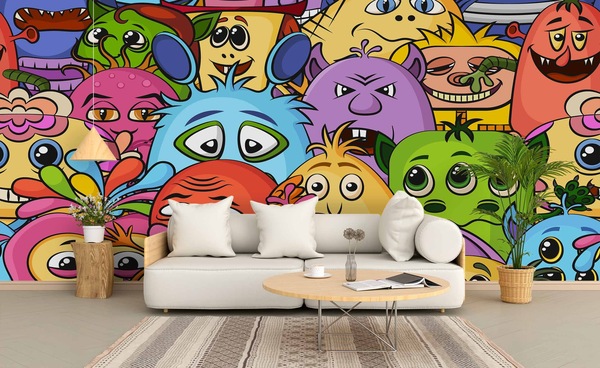 Buy 3D Colourful Graffiti Monster Wall Mural Wallpaper ZY D37 - MyDeal ...