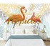 Buy 3D Golden Tropical Leaves Flamingo Wall Mural Wallpaper JN 1423 ...