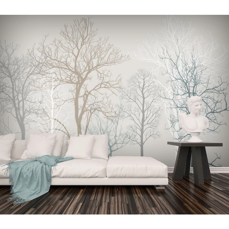 Buy 3D Gray Trees Wall Mural Wallpaper SF118 - MyDeal Australia