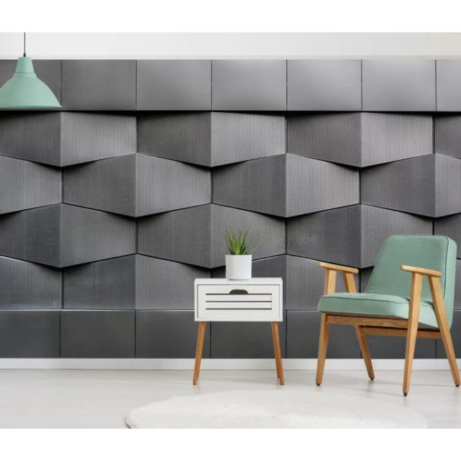 Buy 3D Grey Solid Geometry Wall Mural Wallpaper 67 - MyDeal Australia