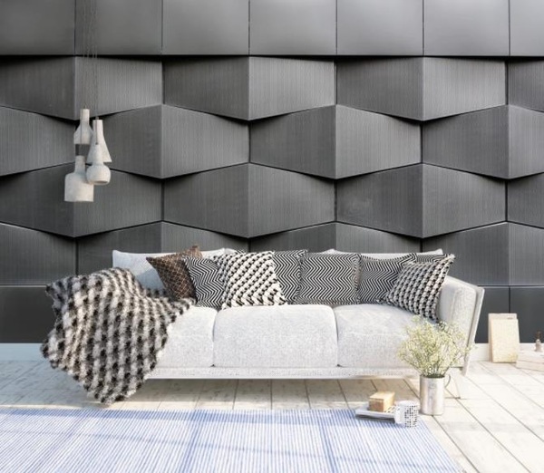 Buy 3D Grey Solid Geometry Wall Mural Wallpaper 67 - MyDeal Australia