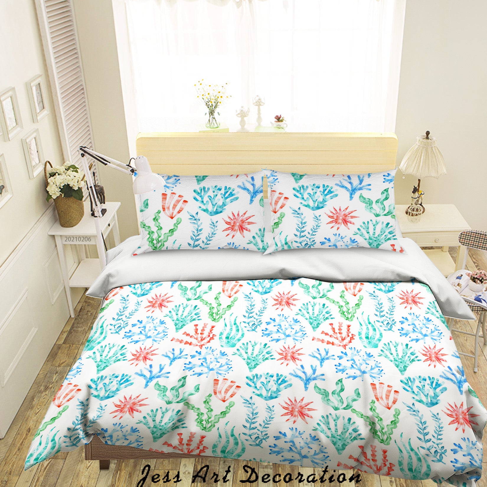 Buy 3D Hand Drawn Coral Color Quilt Cover Set Bedding Set Duvet Cover ...