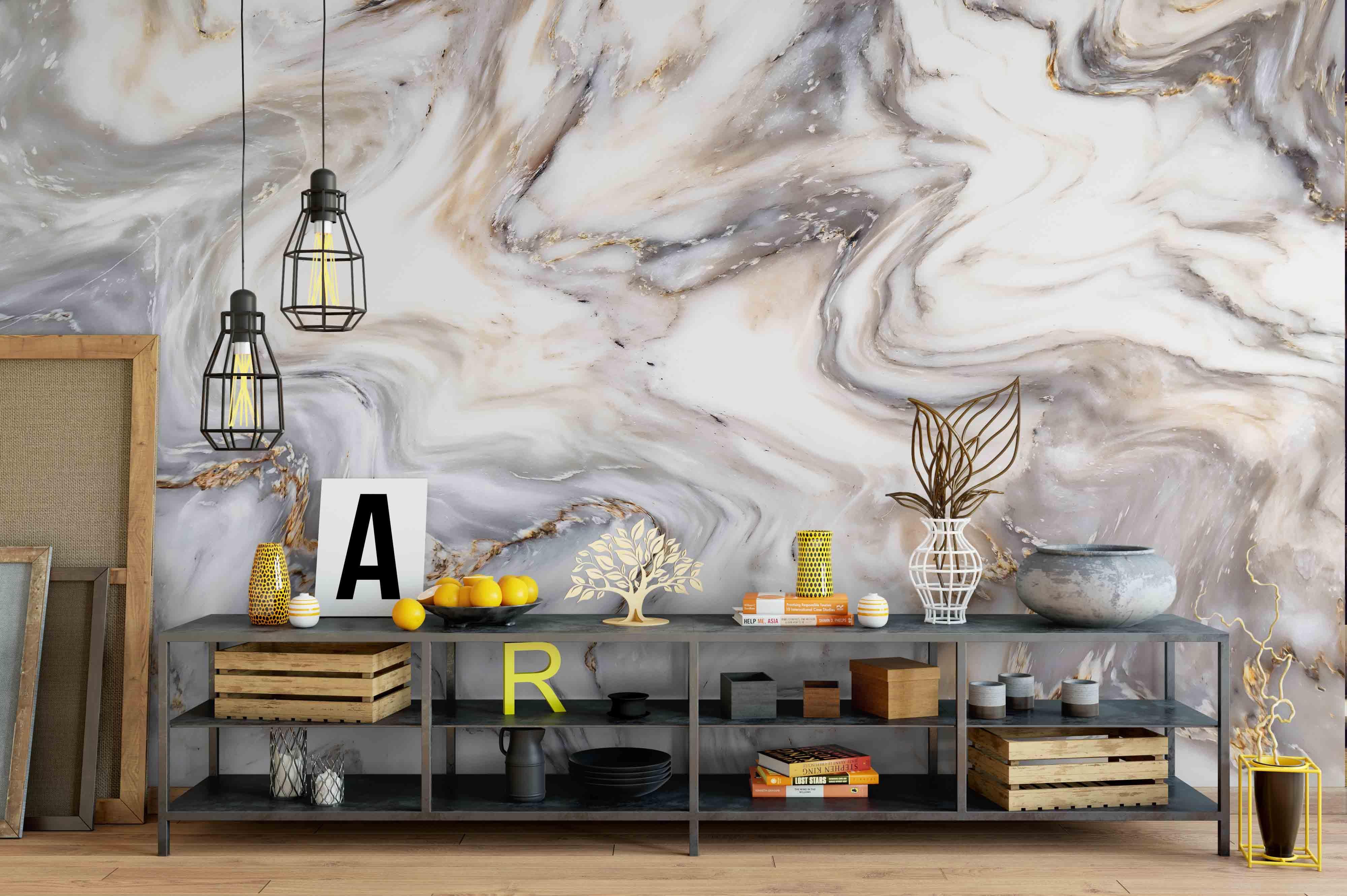 Buy 3D Marble Texture Wavy Wall Mural Wallpaper 164 - MyDeal Australia