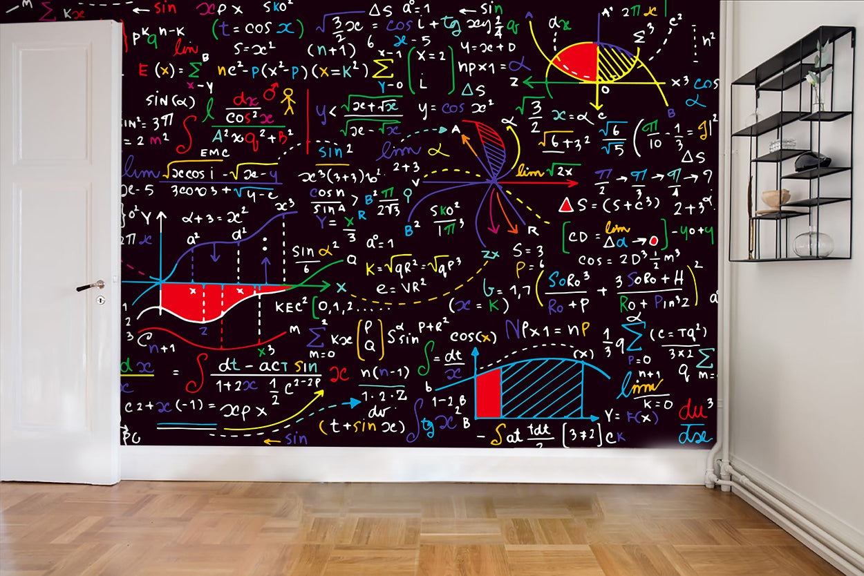 Buy 3D Mathematics Algebra Blackboard Wall Mural Wallpaper 1 - MyDeal ...