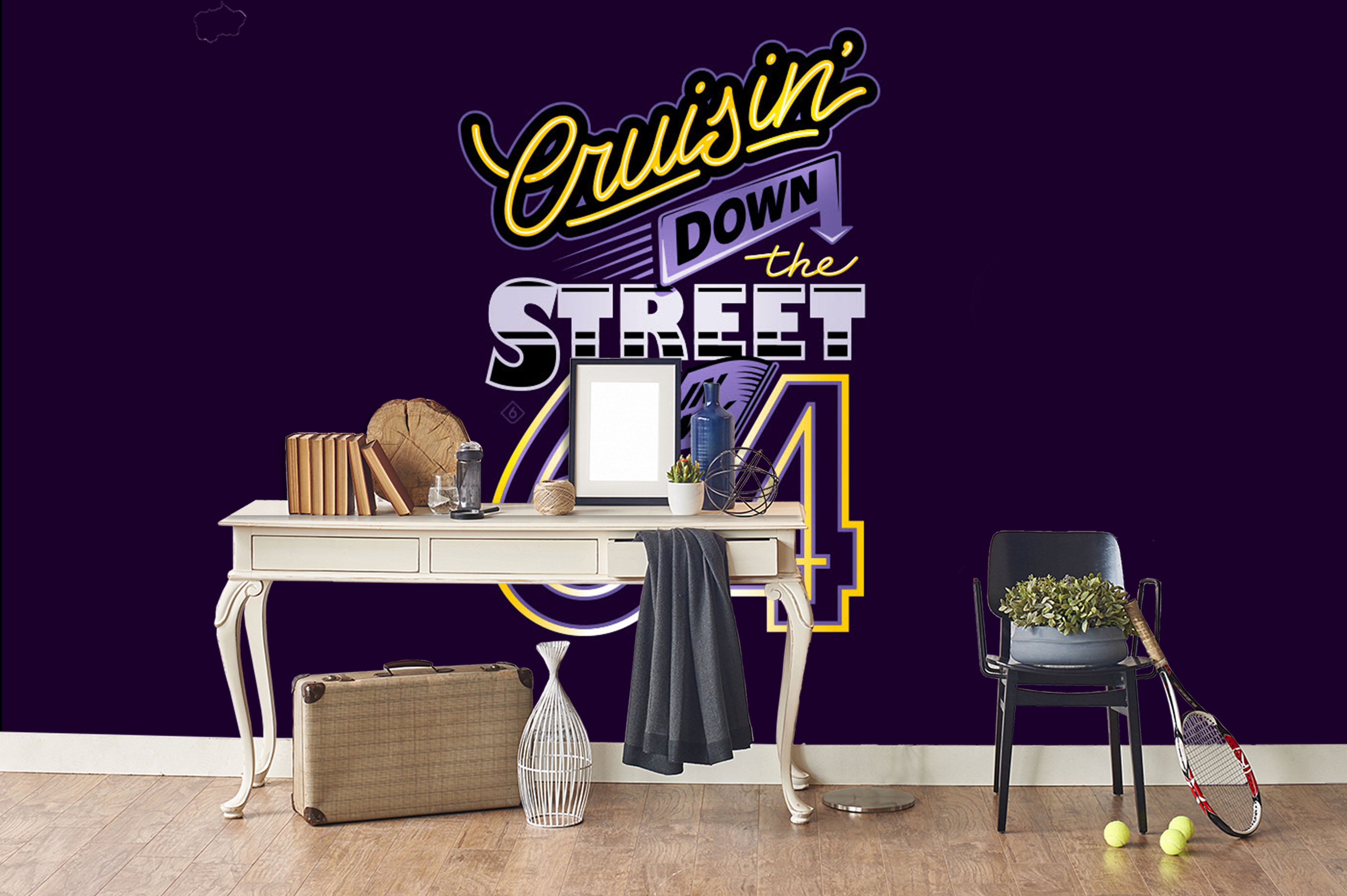 Buy 3D Purple Logo Black Background Wall Mural Wallpaper B28 - MyDeal ...