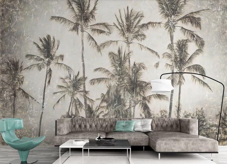 Buy 3D Tropical Plant Coconut Tree Wall Mural Wallpaper GD 1312 ...