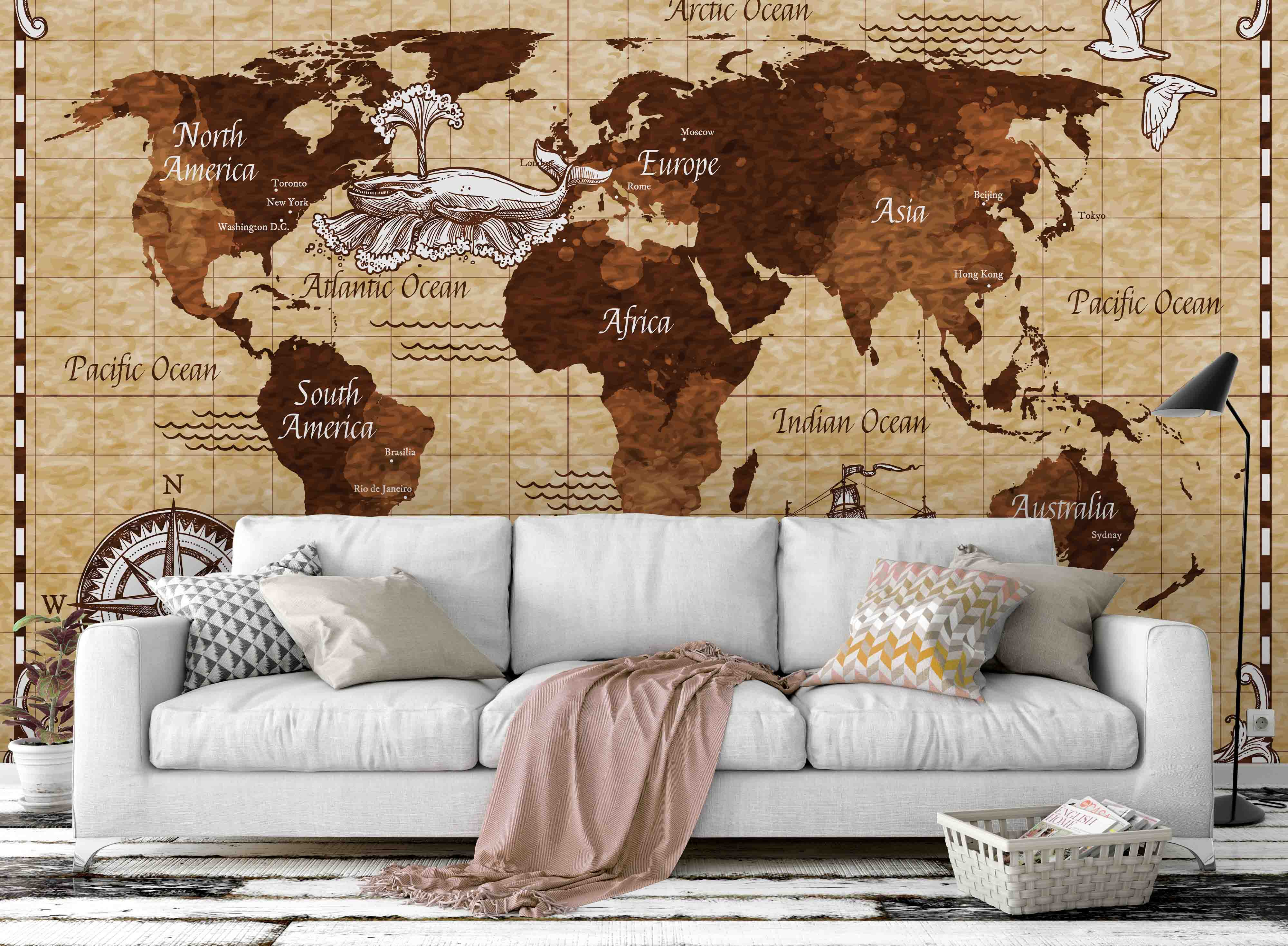 Buy 3D world map wall mural wallpaper 2 - MyDeal Australia