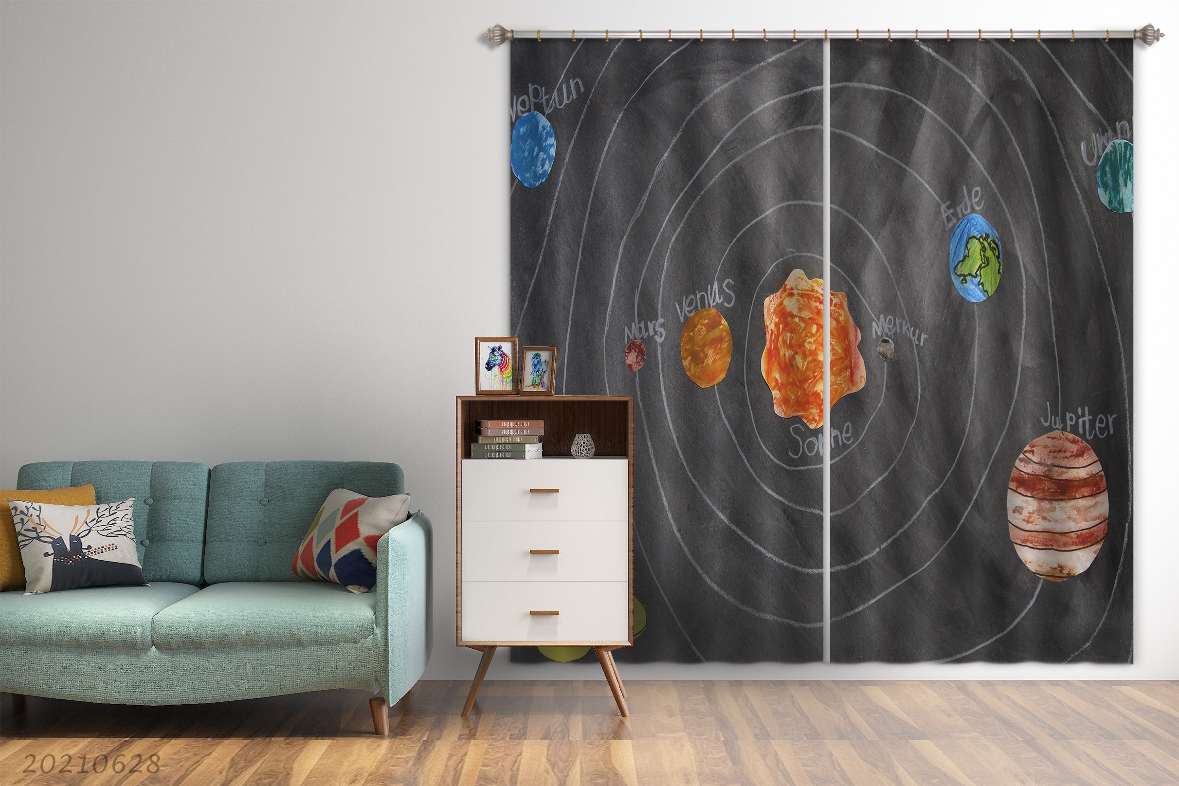 Buy 3D Space Solar System Planet Curtains and Drapes LQH 95 - MyDeal ...