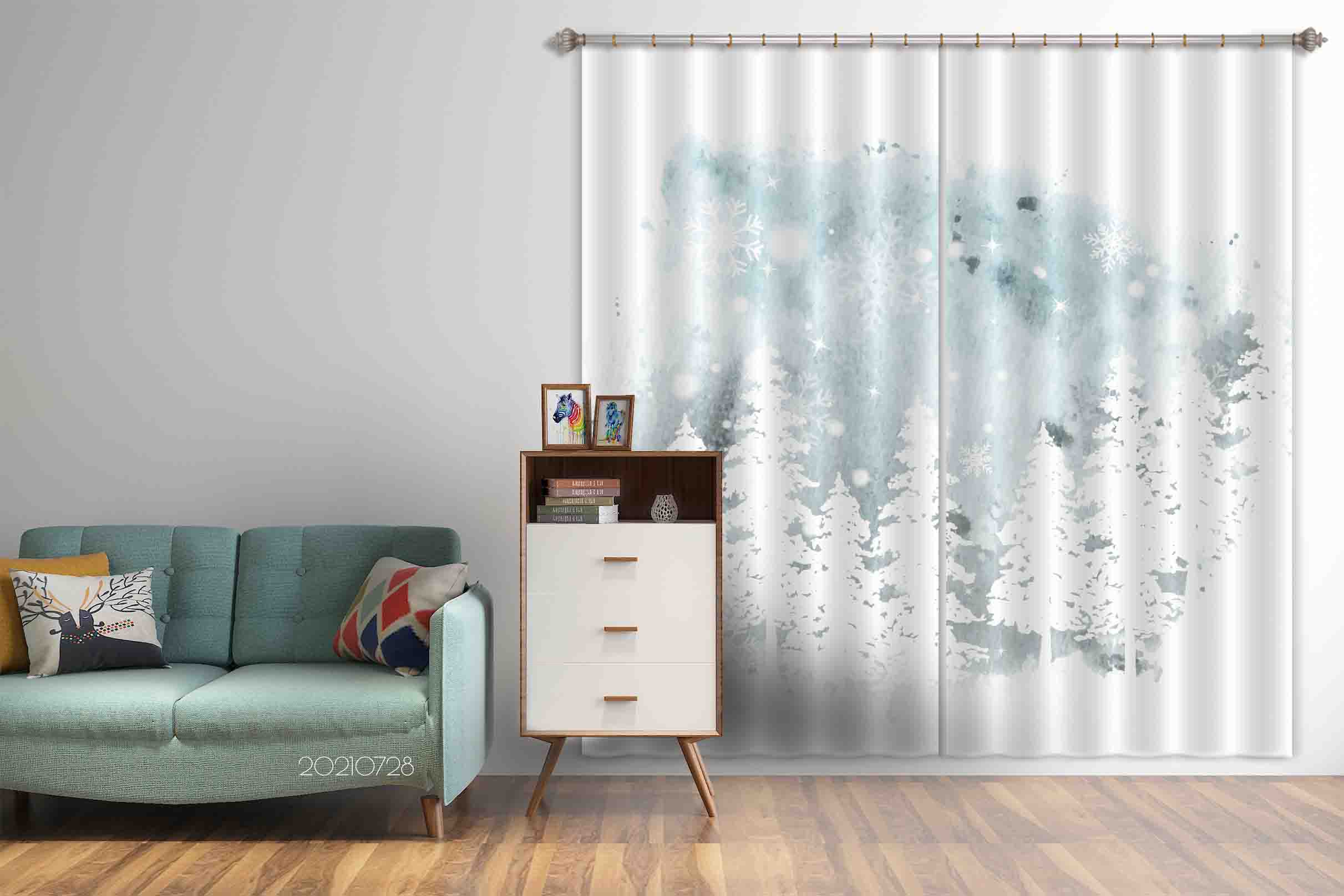 Buy 3D Watercolor Pine Tree Pattern Curtains and Drapes LQH 88 - MyDeal ...