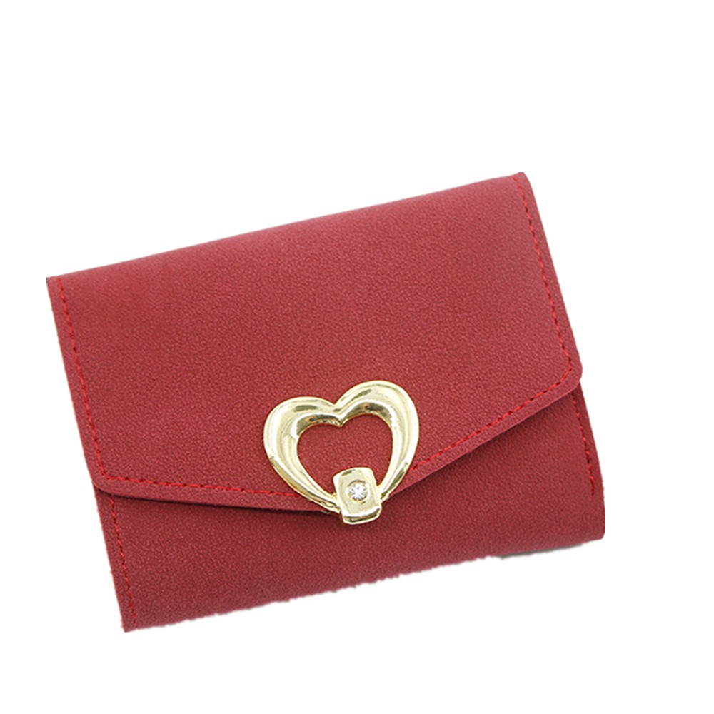 Buy 3Pcs Women PU Leather Heart Shaped Three-fold Coin Purse Fashion ...
